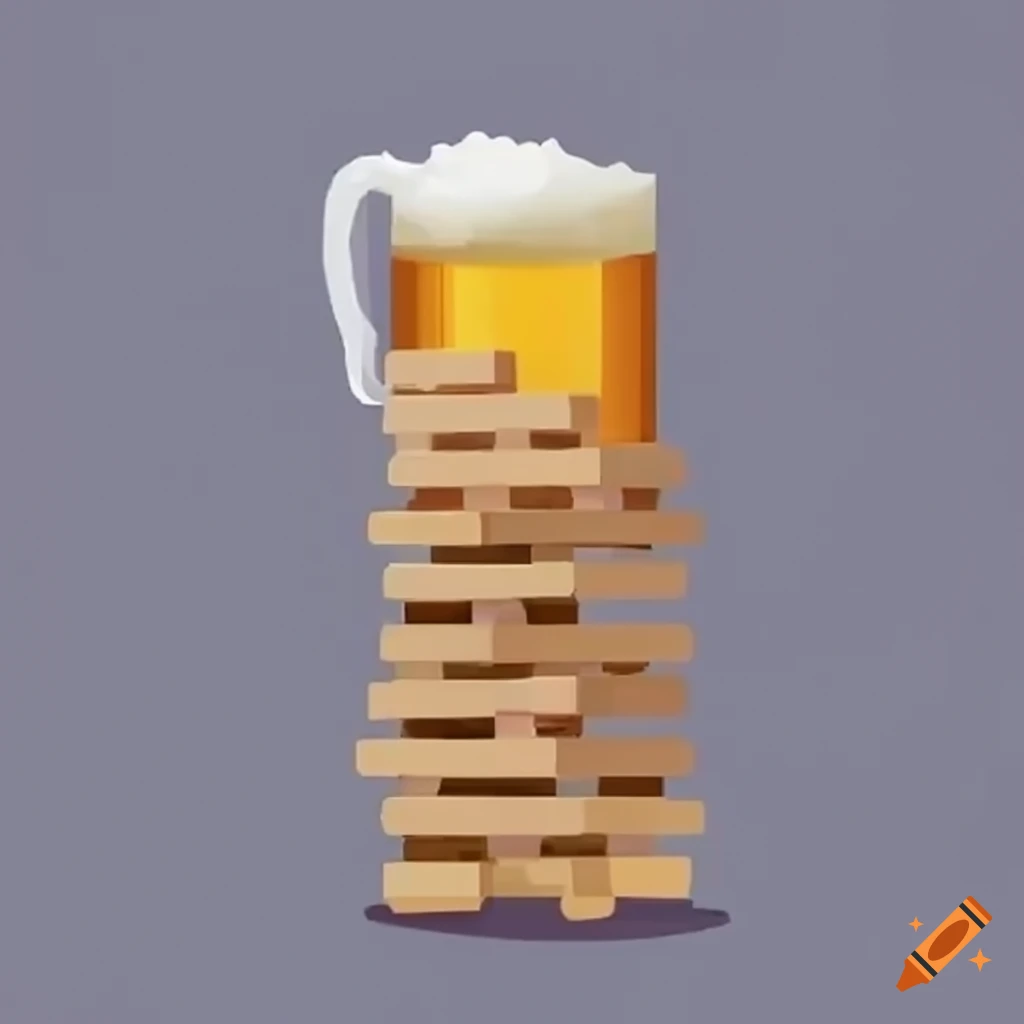 Beer standing on jenga tower emoji on Craiyon