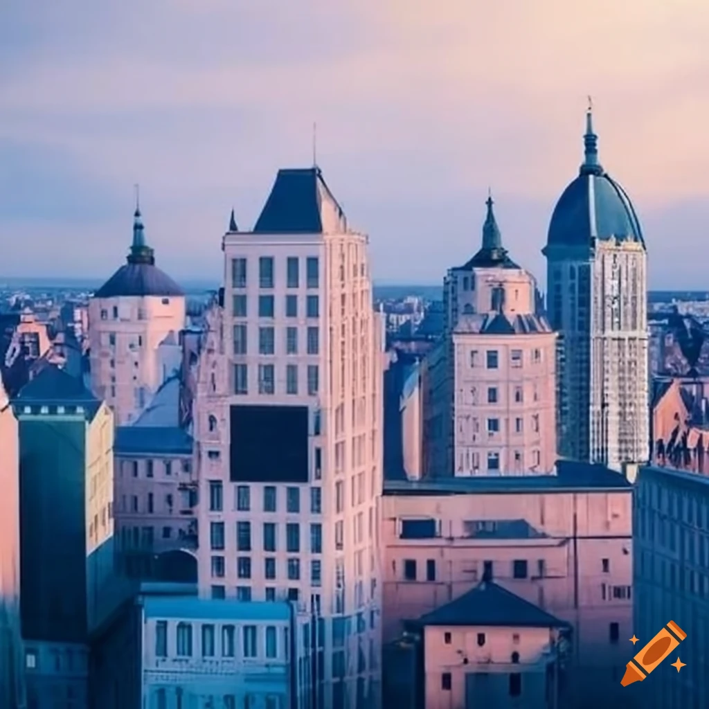 European-style city with white buildings on Craiyon