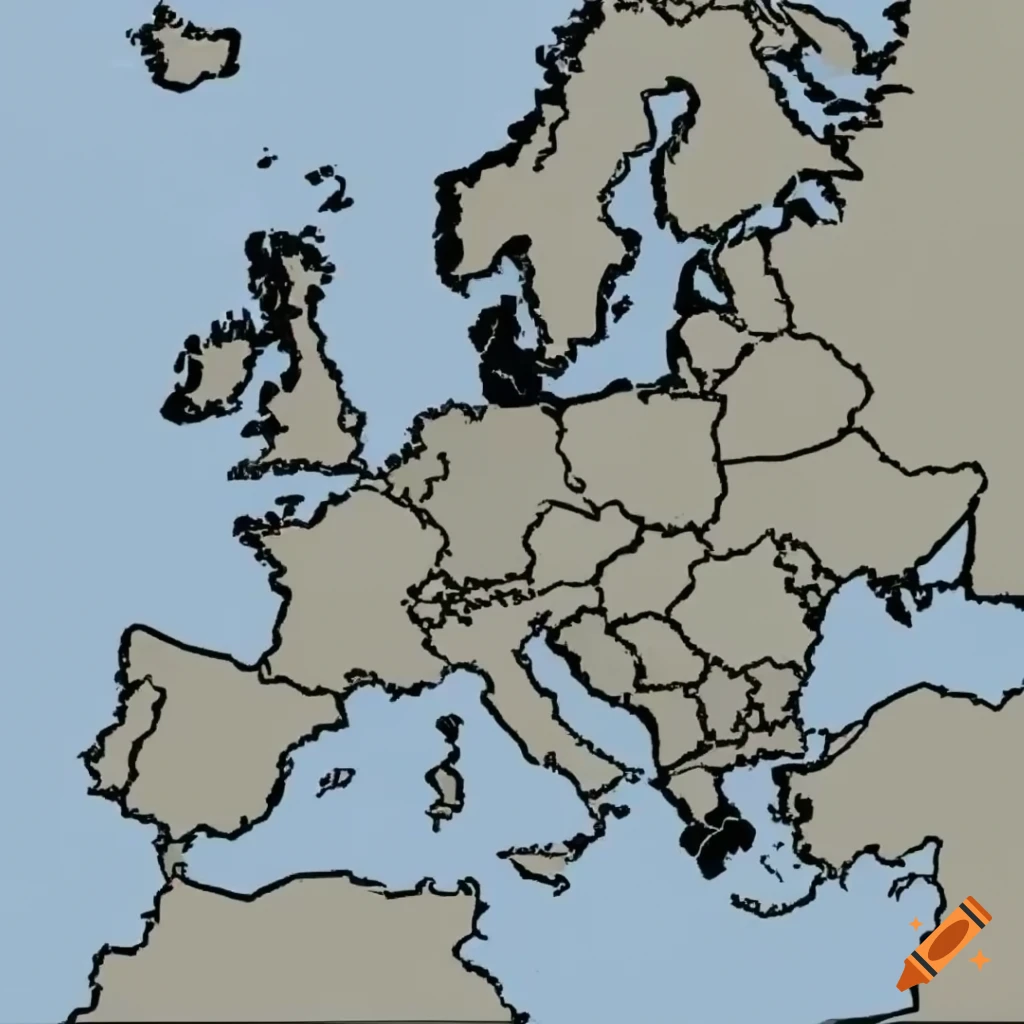 Map of europe with clear borders on Craiyon