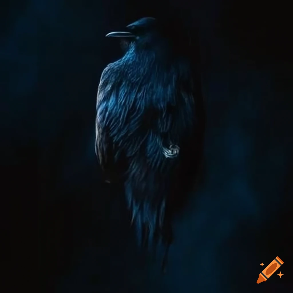 Rock music event poster with a melancholy crow design on Craiyon