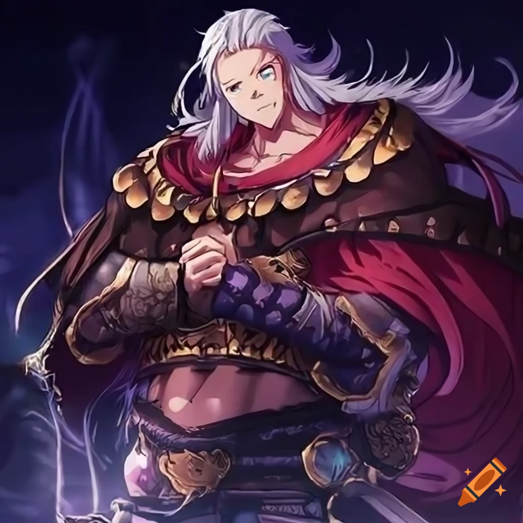 Anime man in viking fantasy leader attire on Craiyon