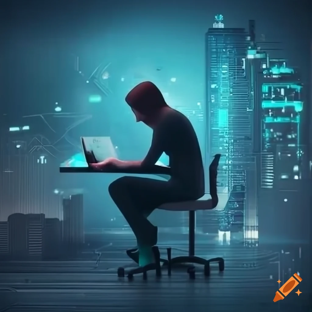 Lonely person interacting with ai on computer on Craiyon