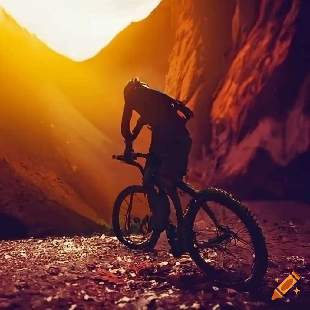Biker with mountain background on Craiyon