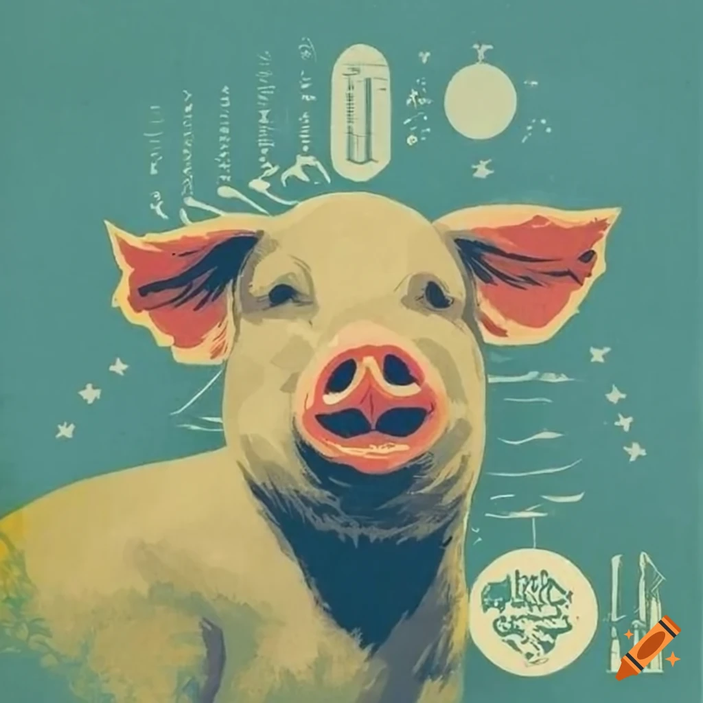 Vintage Soviet-style poster with scientific advancement scene featuring ...