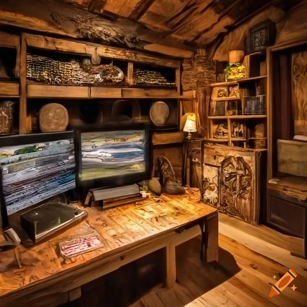 Hobbit software developer working from a cozy home office in the shire ...