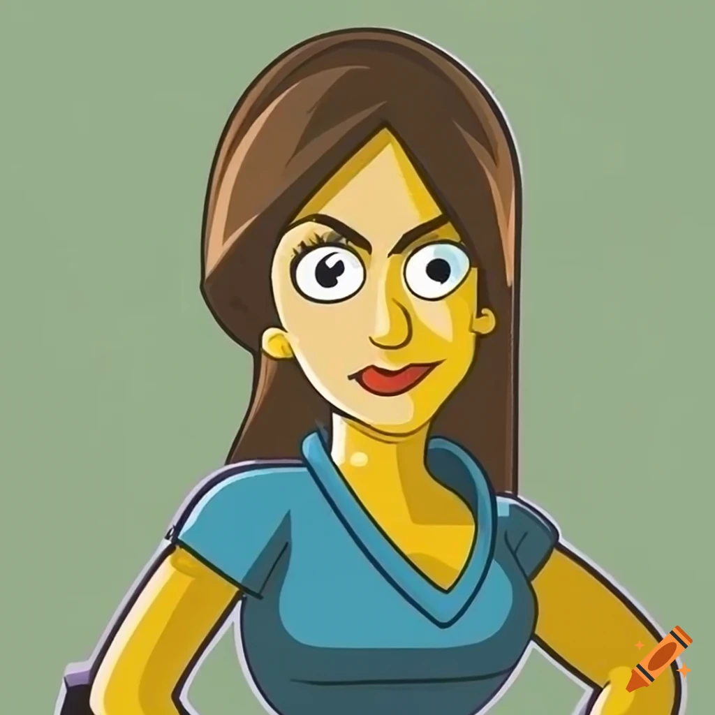Lara croft in simpsons style illustration on Craiyon