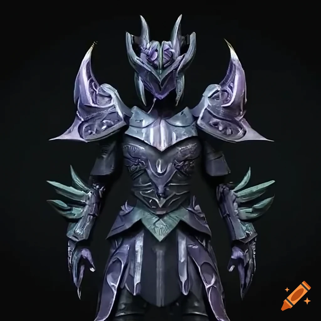 Mythic raven magic armor from the front view on Craiyon