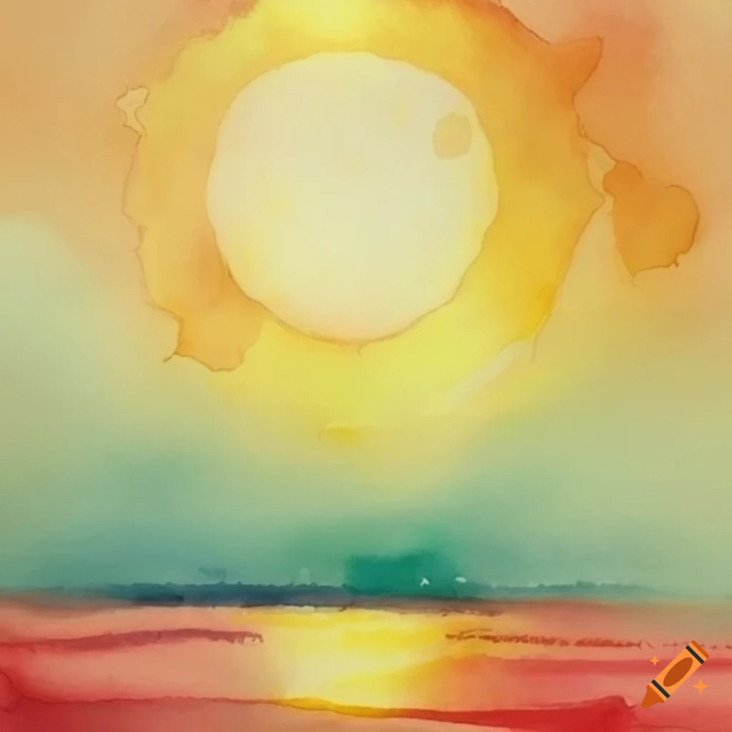 Rectangle shape with watercolor painting of sunshine on Craiyon