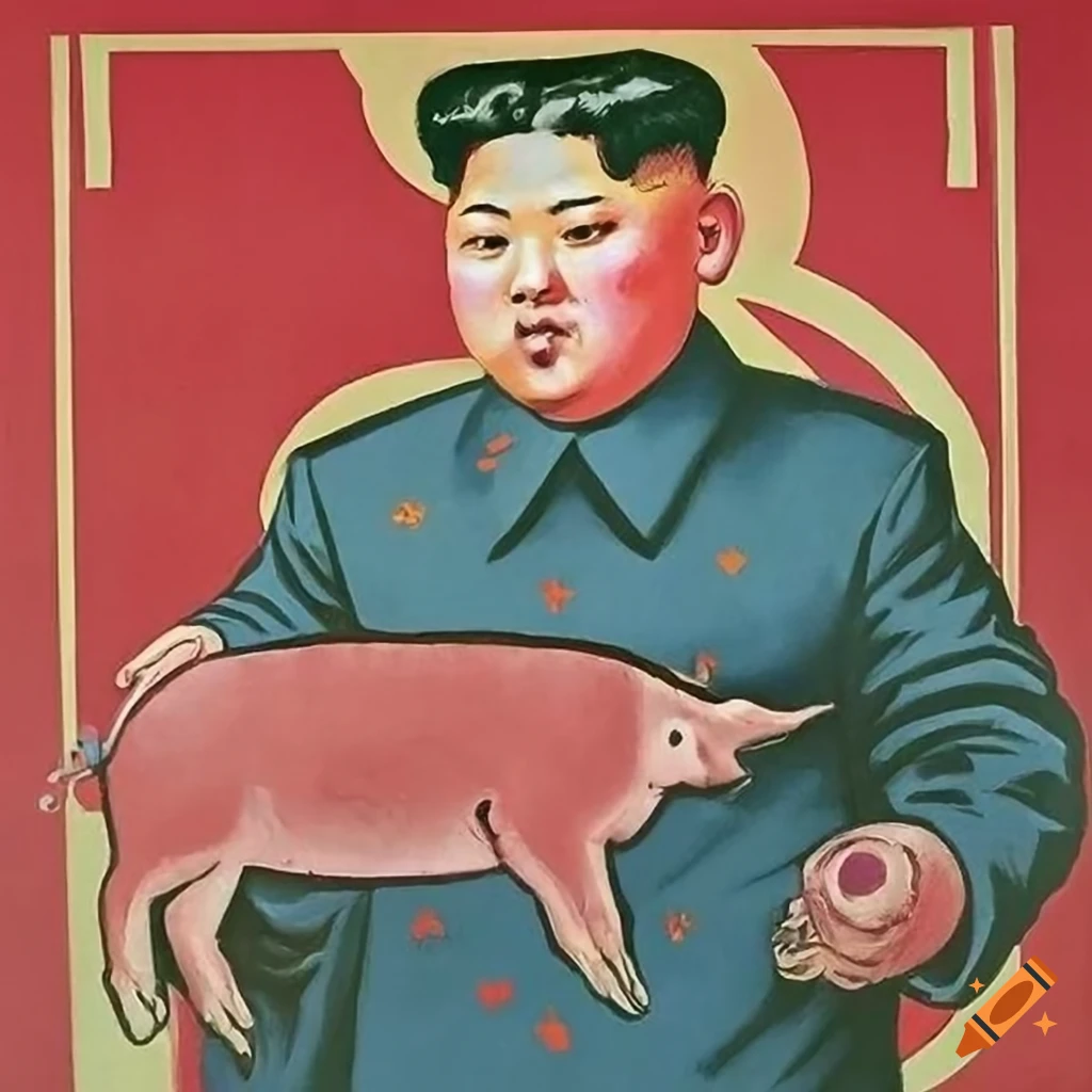 Soviet socialist realism propaganda poster featuring kim jong-un as a ...