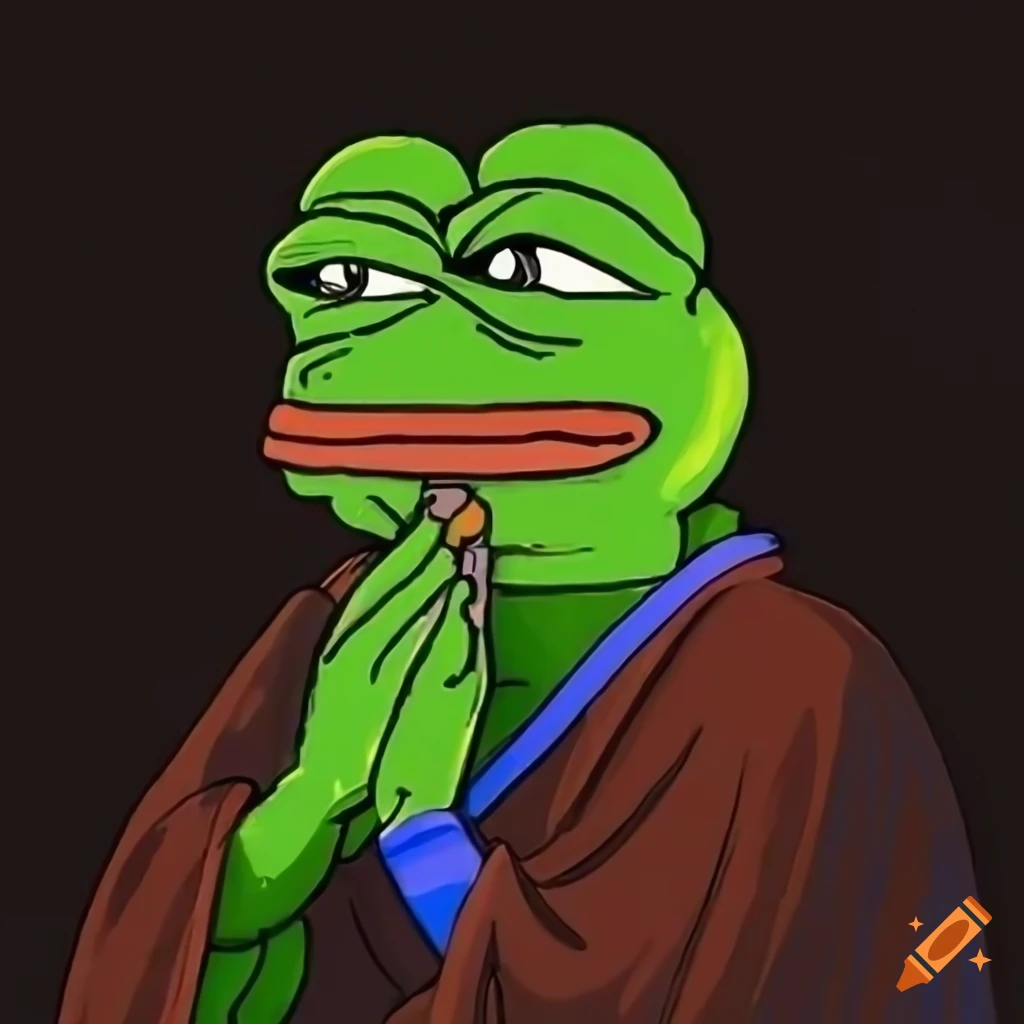 Pepe the frog stylized as a saint with a halo on Craiyon