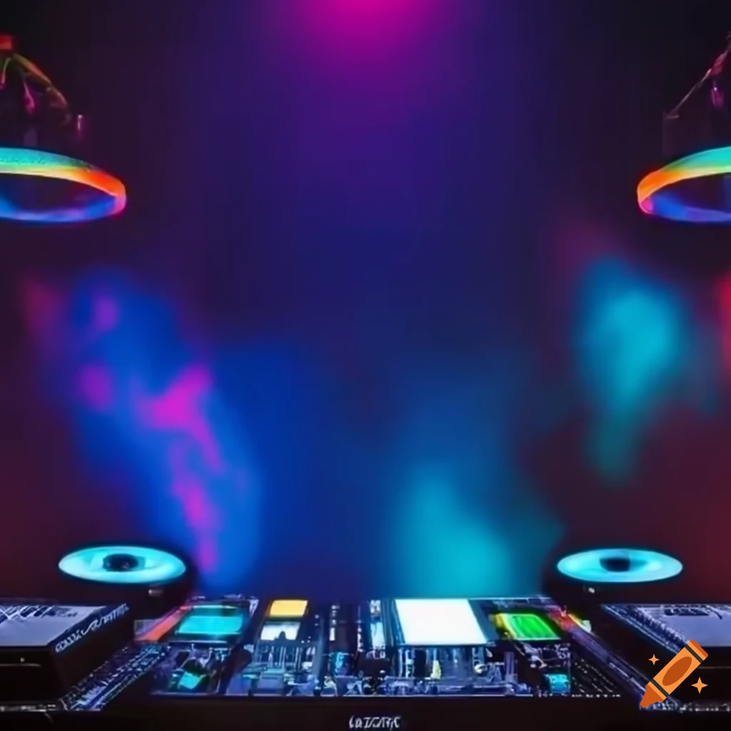 Vibrant graphic design for a DJ backdrop event on Craiyon