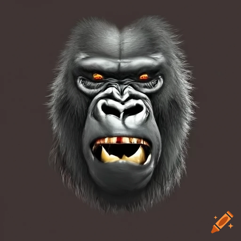 Gorilla with a fierce expression on Craiyon