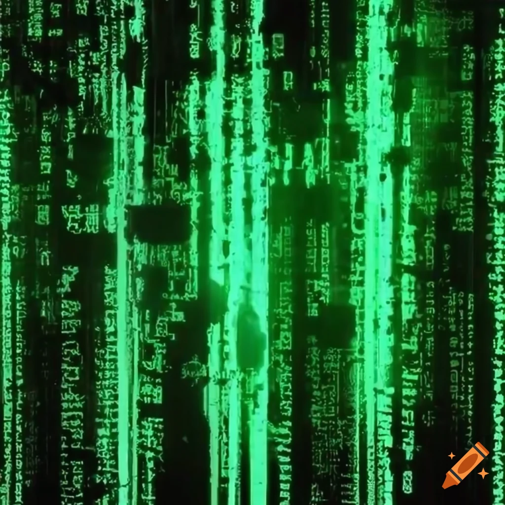 Matrix effect with a white wizard in background on Craiyon