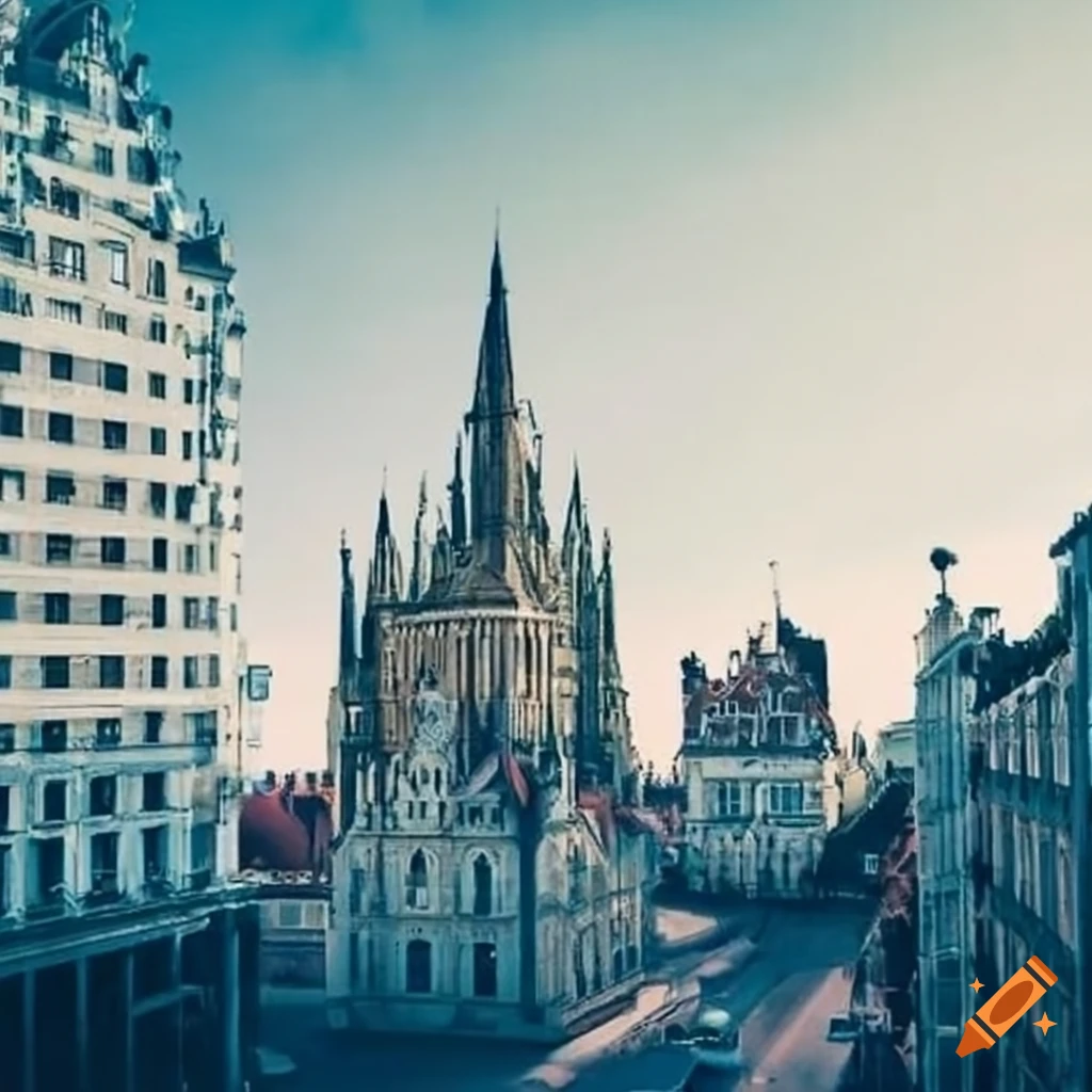 European-style city with white buildings on Craiyon