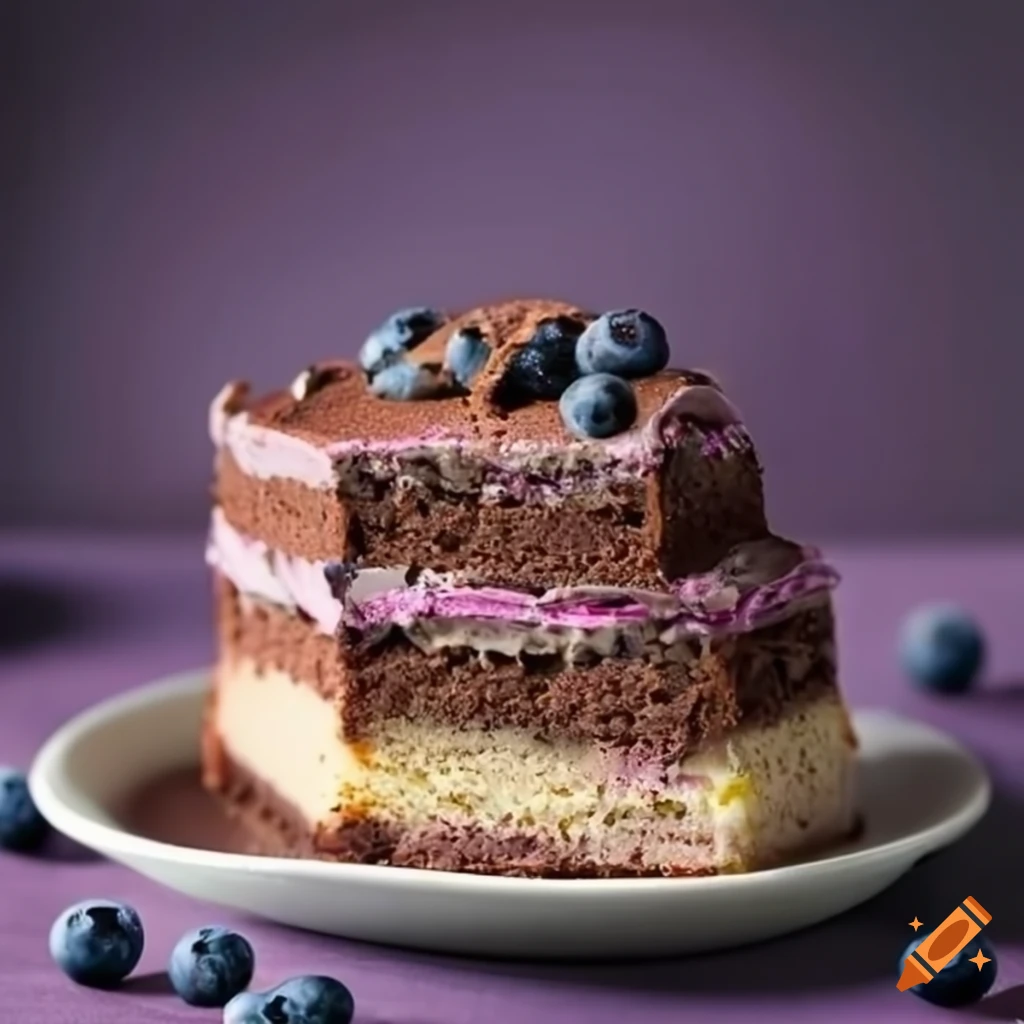 Cocoa cake with blueberry cream on Craiyon