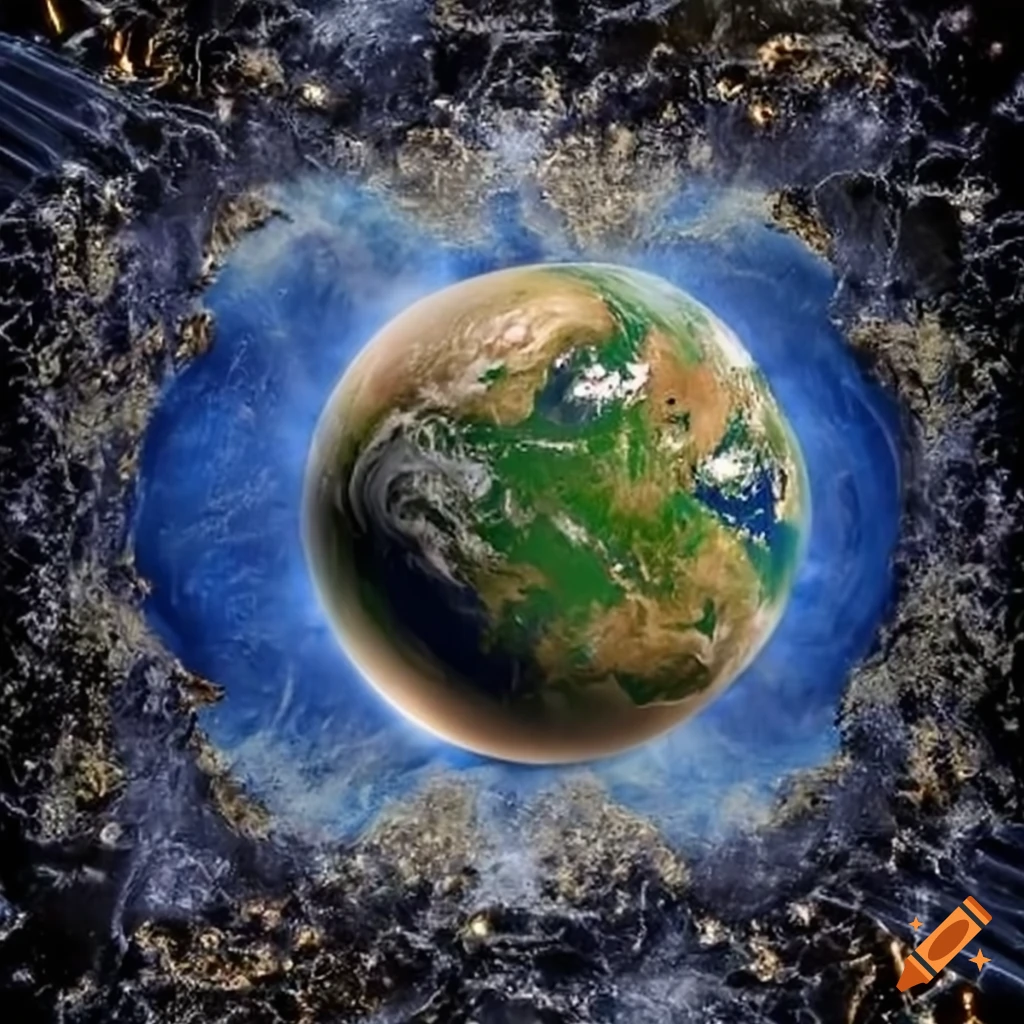 Earth wrapped around a christian cross on Craiyon