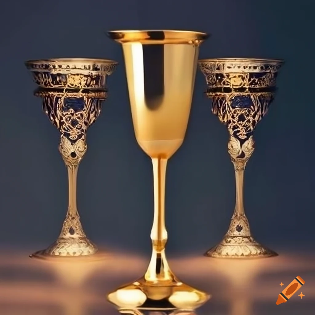 Beautifully decorated golden plate for passover seder with 2 silver ...