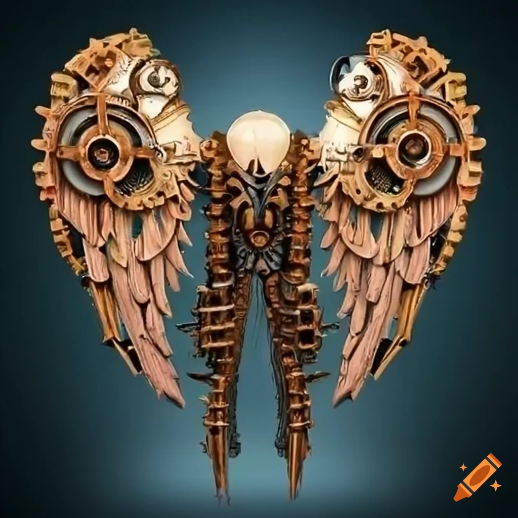 Mechanical steampunk wings on Craiyon
