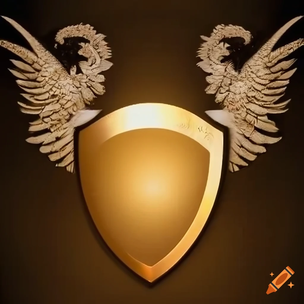 School logo format with angel wings on a shield on Craiyon