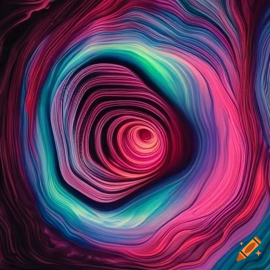 Abstract organic shapes radiating like the aurora borealis in ink on ...