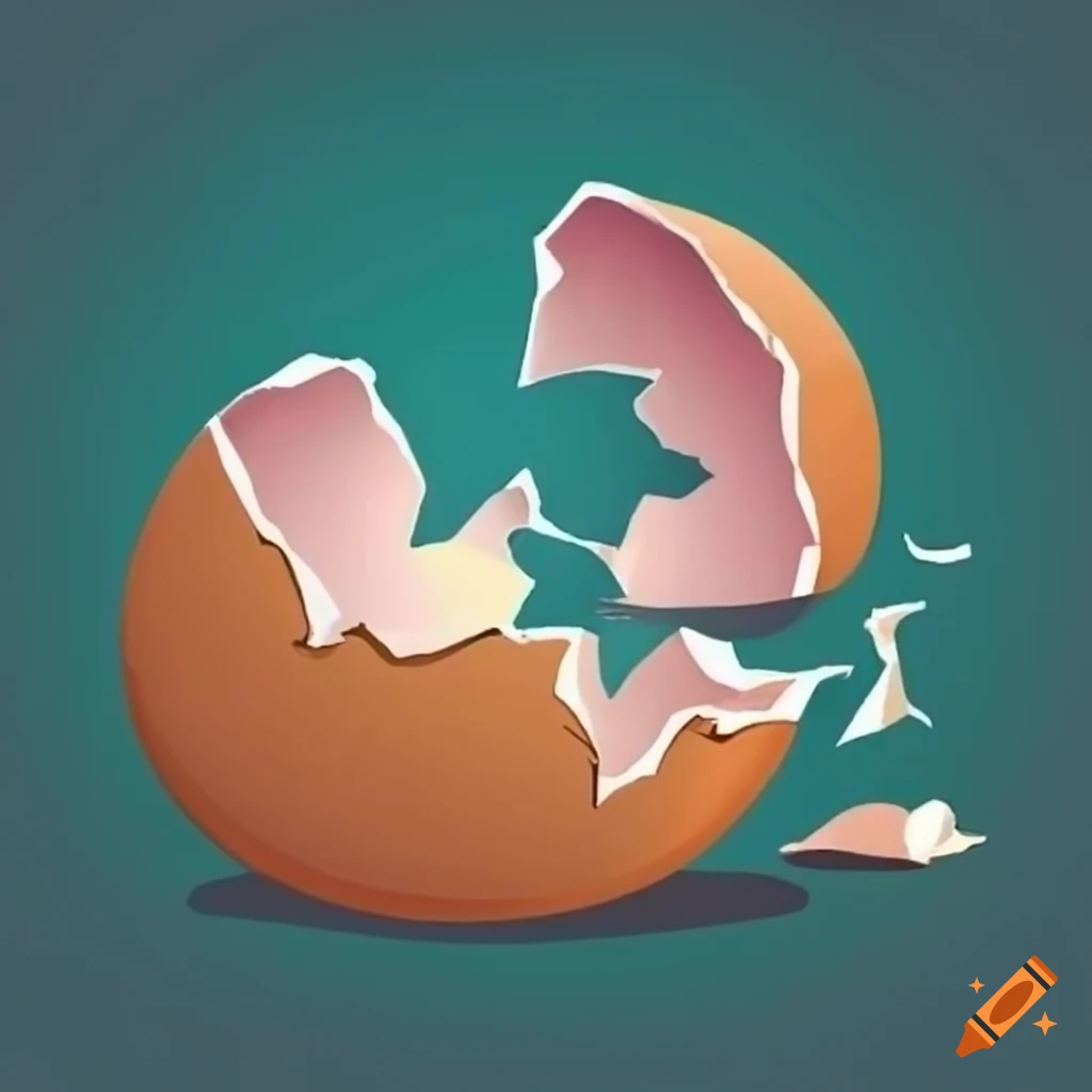 Cartoon cracked egg shell on Craiyon
