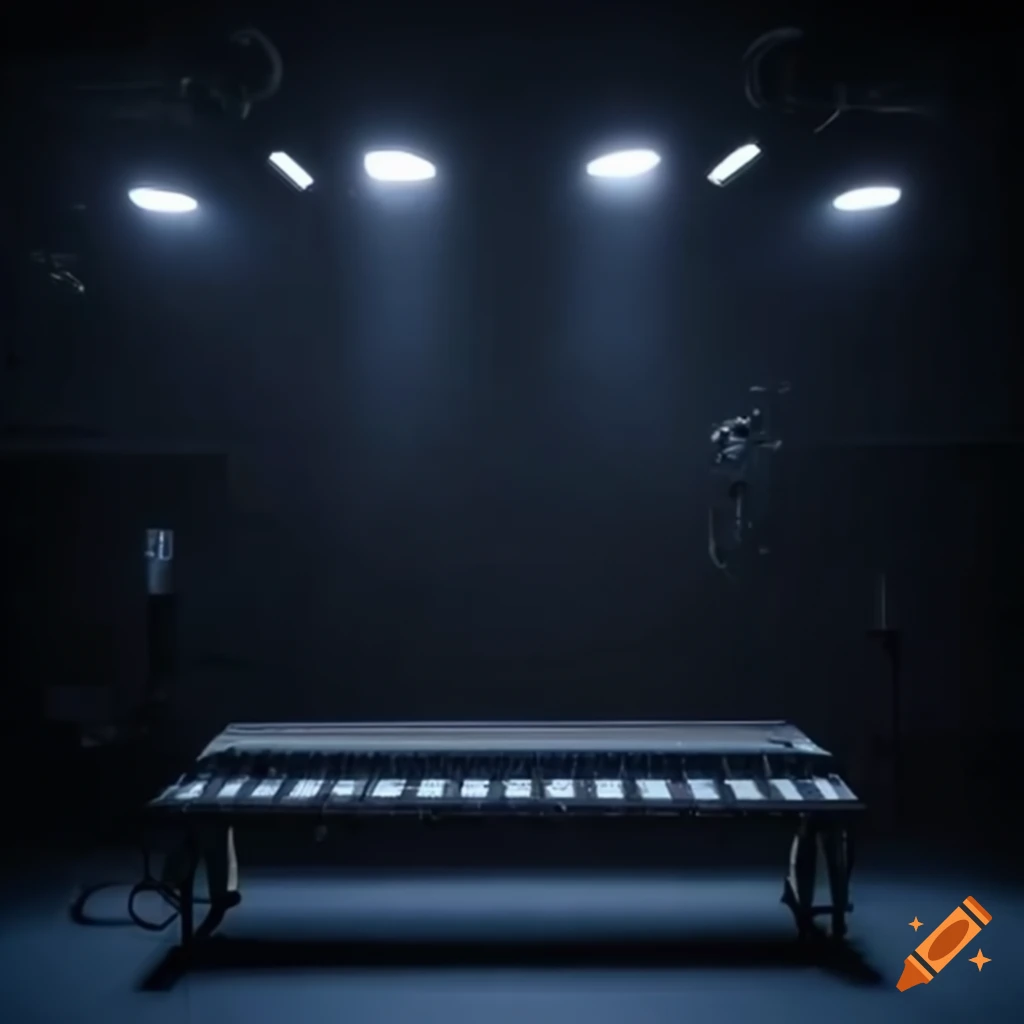 Dark back stage room with robot parts on Craiyon