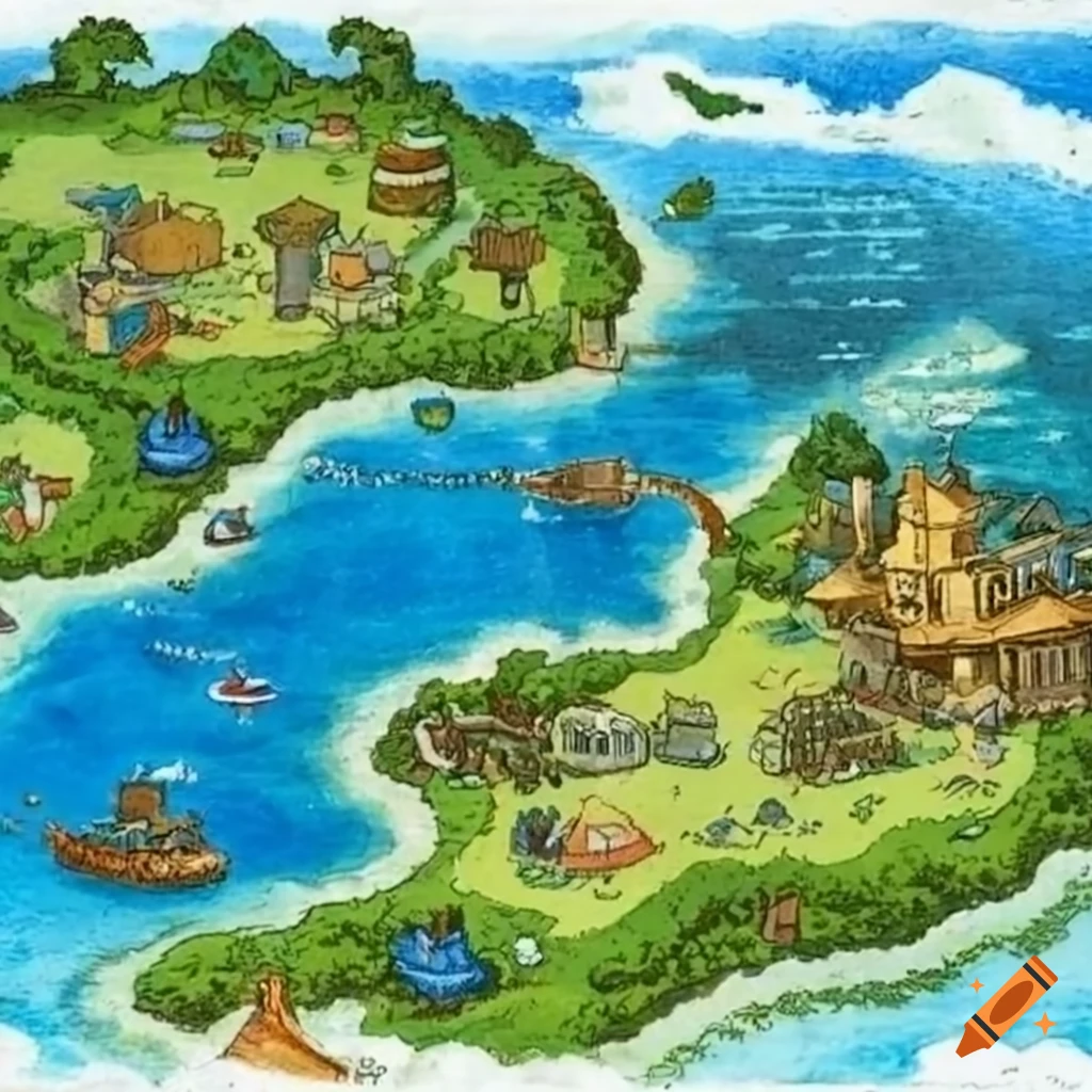 Map of a magical island in an epic rpg game art concept illustration on ...