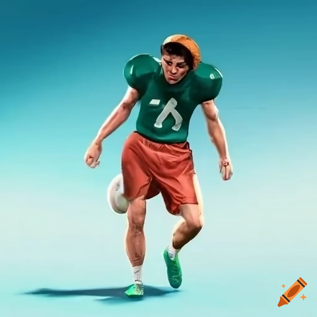 Slim and wiry man playing football in white shorts and shoes on Craiyon