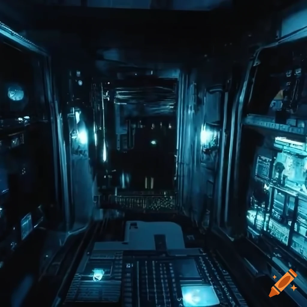 1970's sci-fi movie spaceship bridge with ultra detailed computers and ...