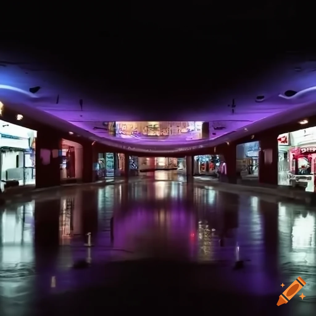 Empty mall with wacky postmodern style on Craiyon