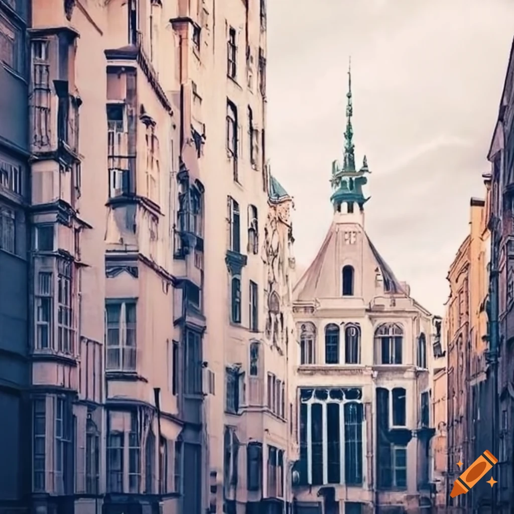 European-style city with white buildings on Craiyon