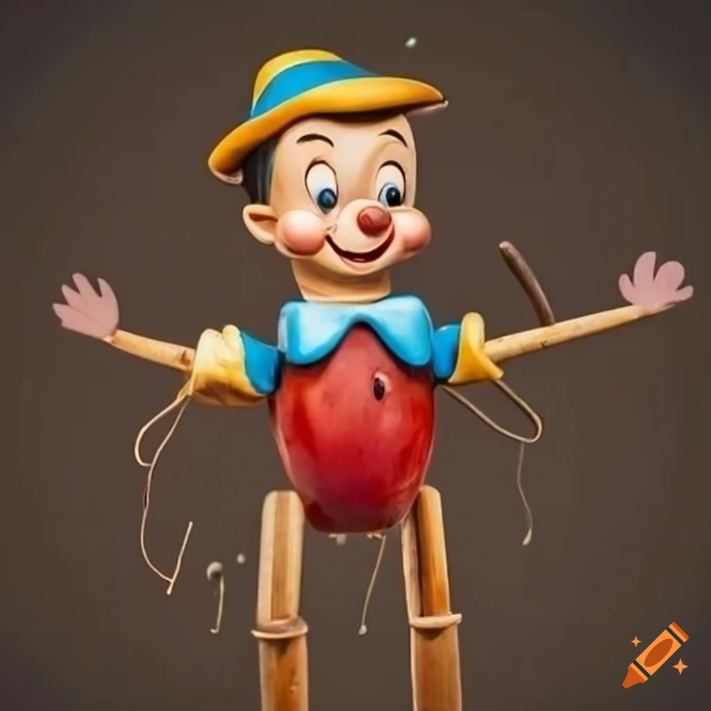 Adorable cartoon character made of wooden material on Craiyon