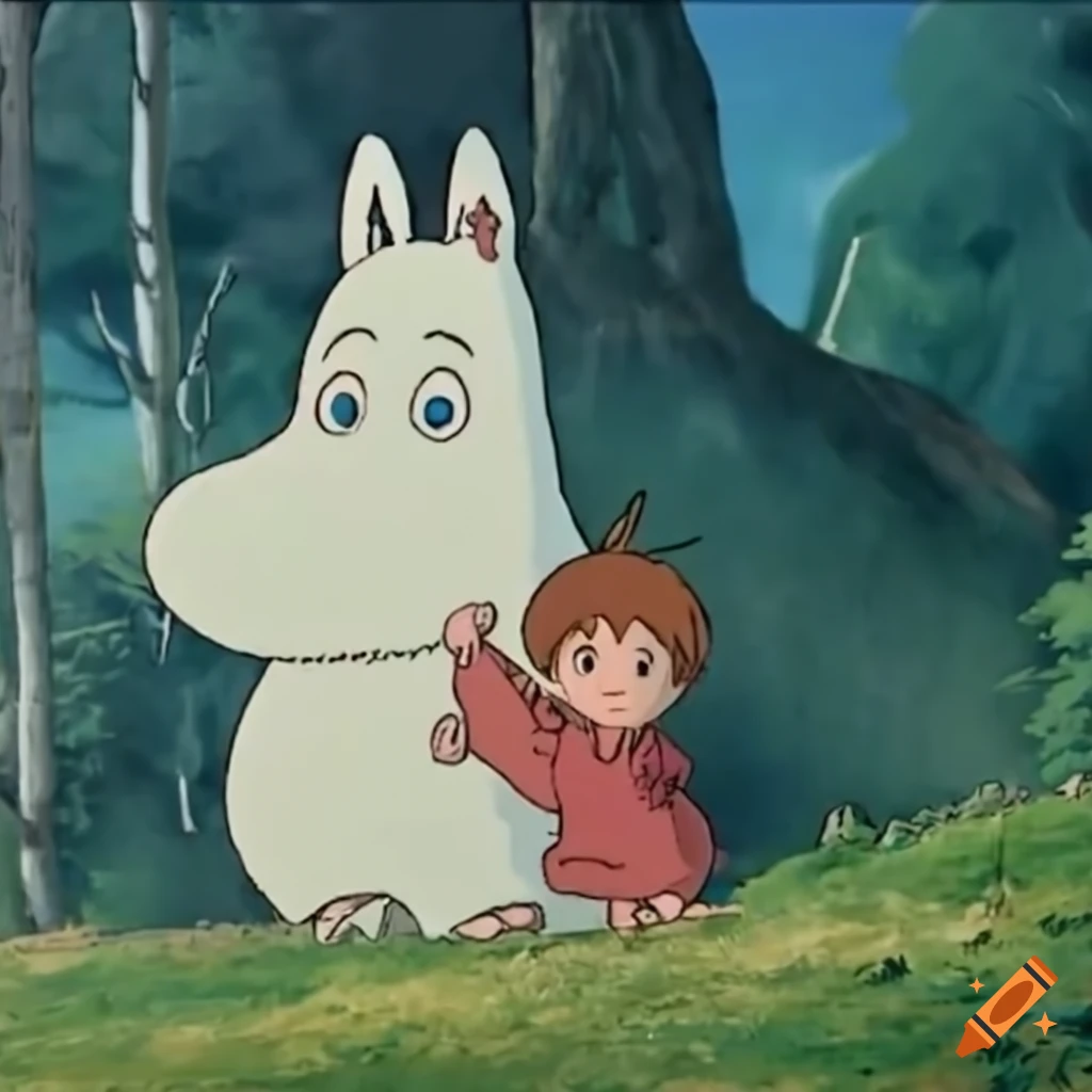 Moomin and Little My together in Studio Ghibli style on Craiyon