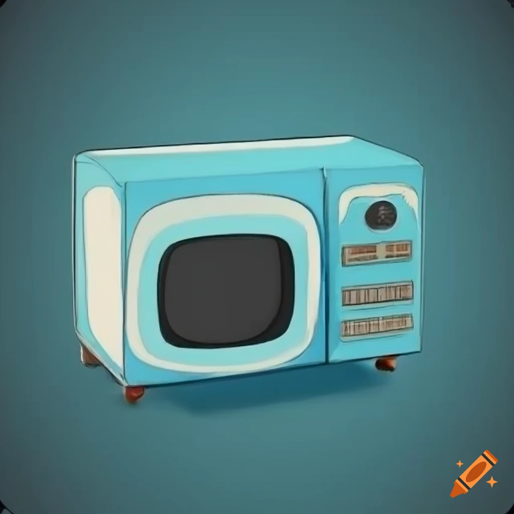 1930s light blue and white art deco style microwave on Craiyon