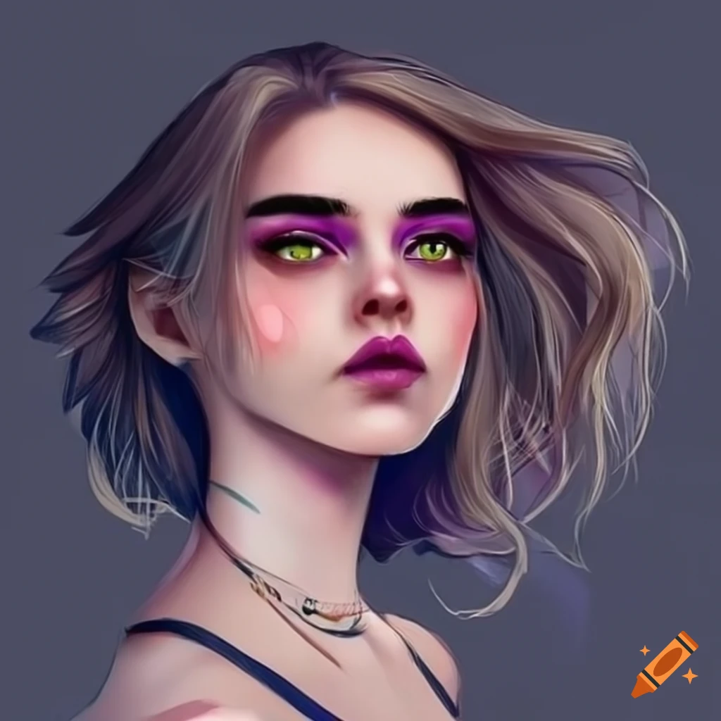 Beautiful androgynous genderfluid person with long hair on Craiyon