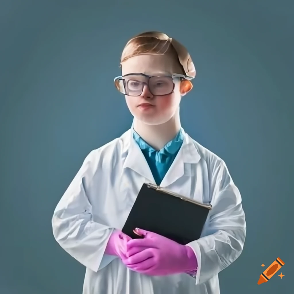 Scientist engineer in lab coat holding clipboard on Craiyon