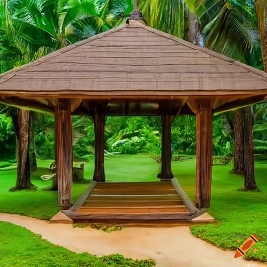 Luxury gazebo in a tropical setting on Craiyon