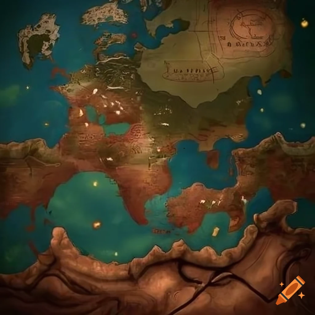 Map of a mythical world on Craiyon