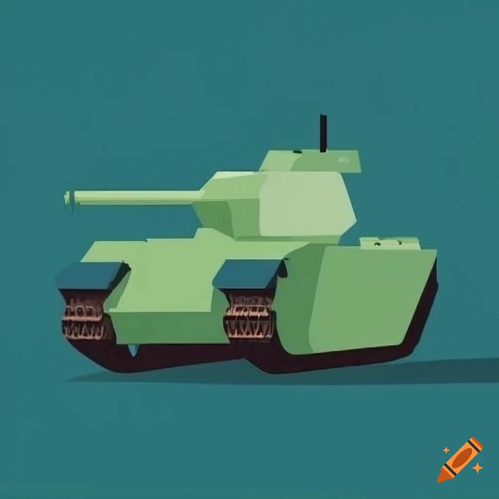 Tank in flat style on Craiyon