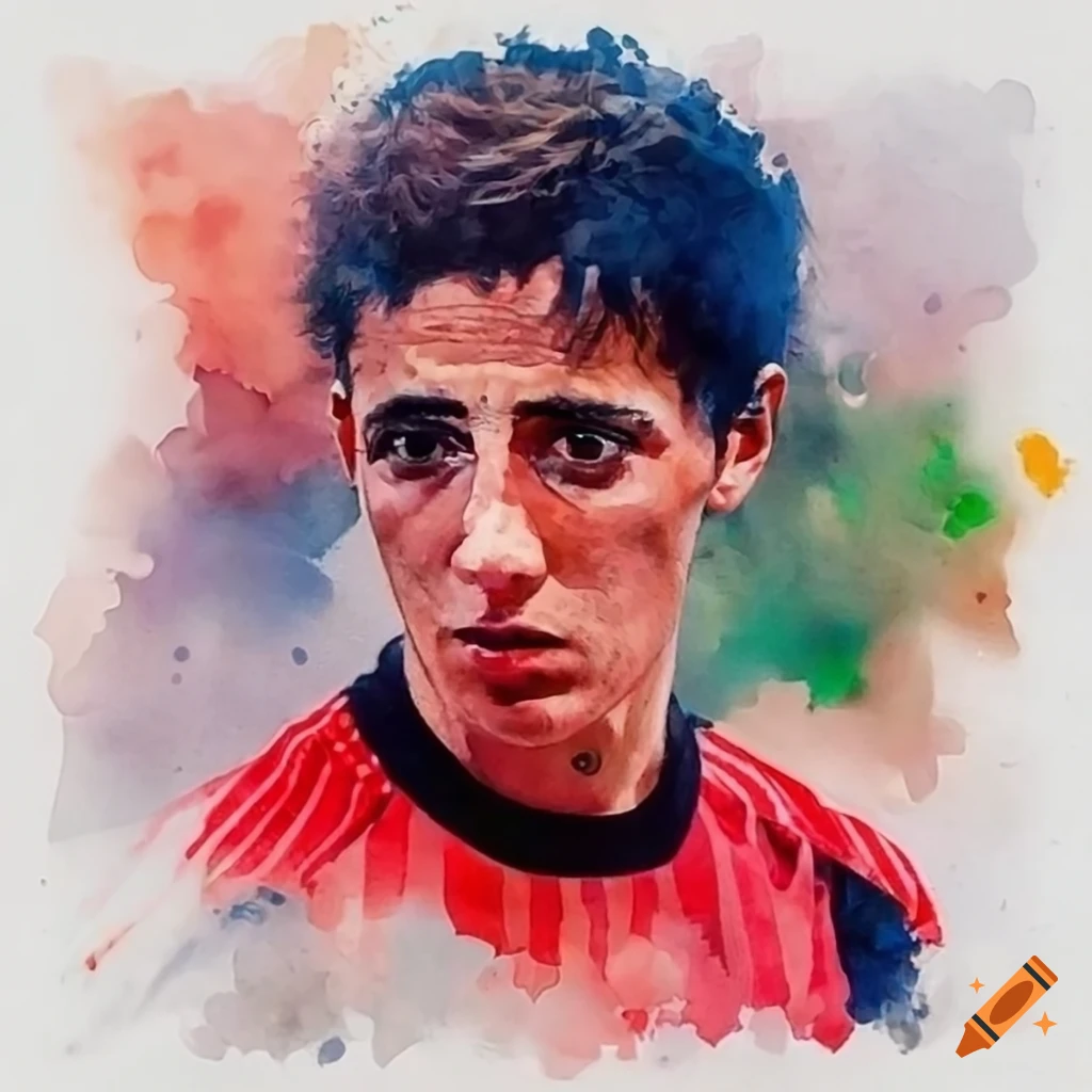 Italian 18-year-old soccer player in red and black jersey on Craiyon