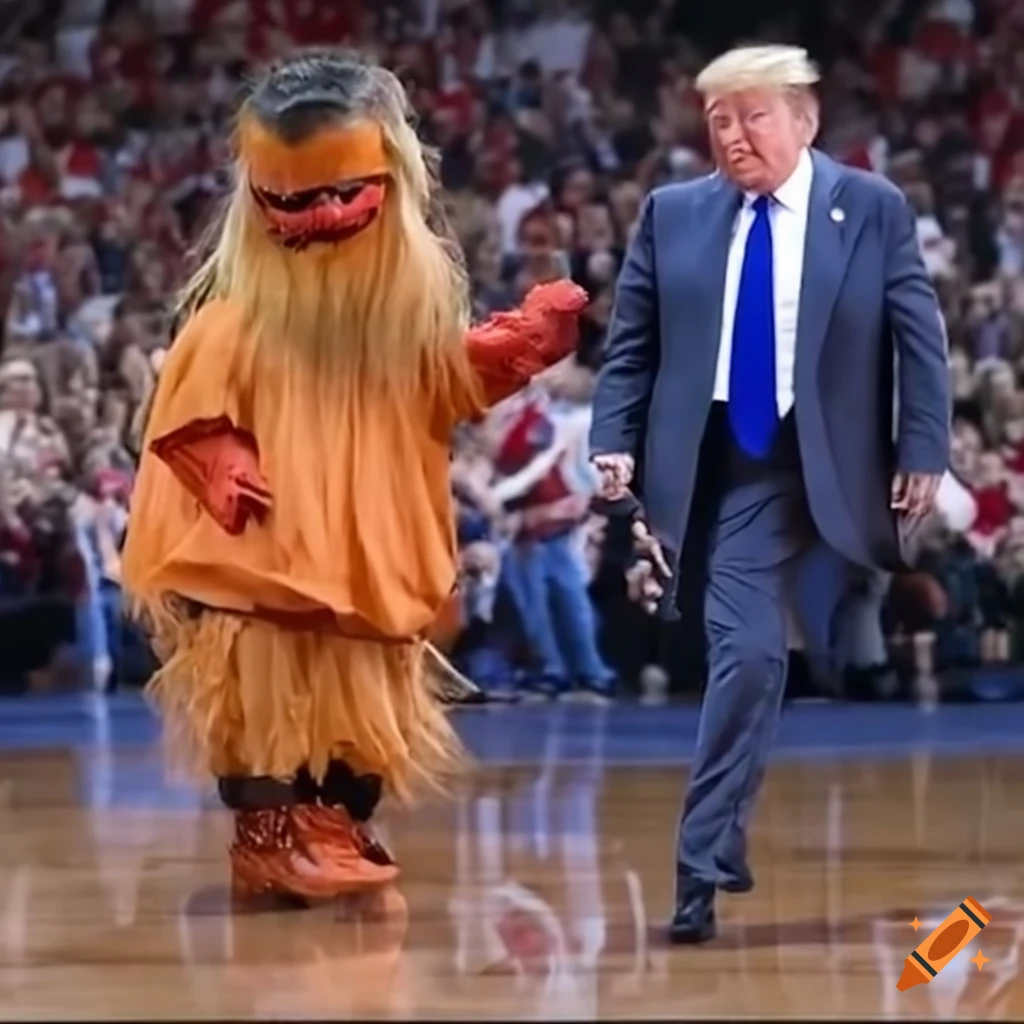 Donald Trump gritty dancing in Ohio wearing Hawaiian skirt on Craiyon