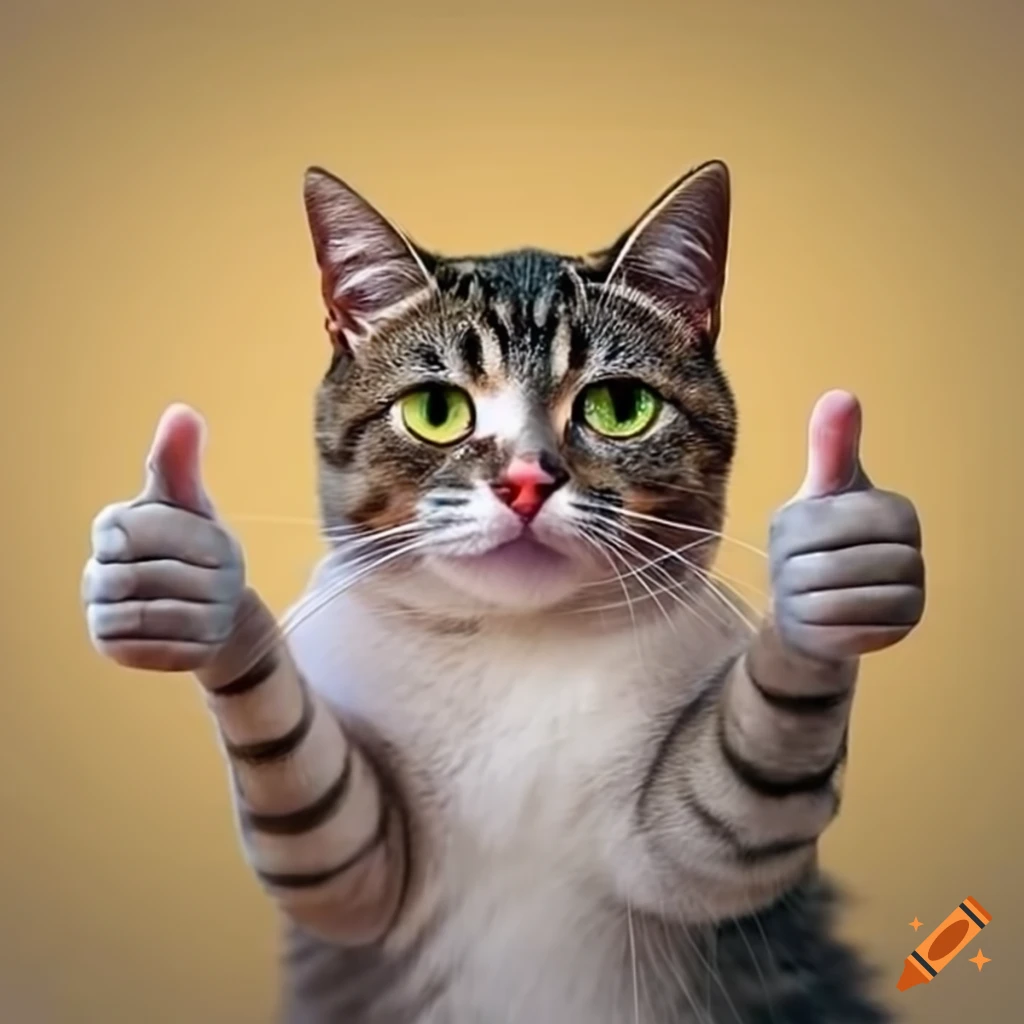 Cat giving a thumbs up gesture on Craiyon
