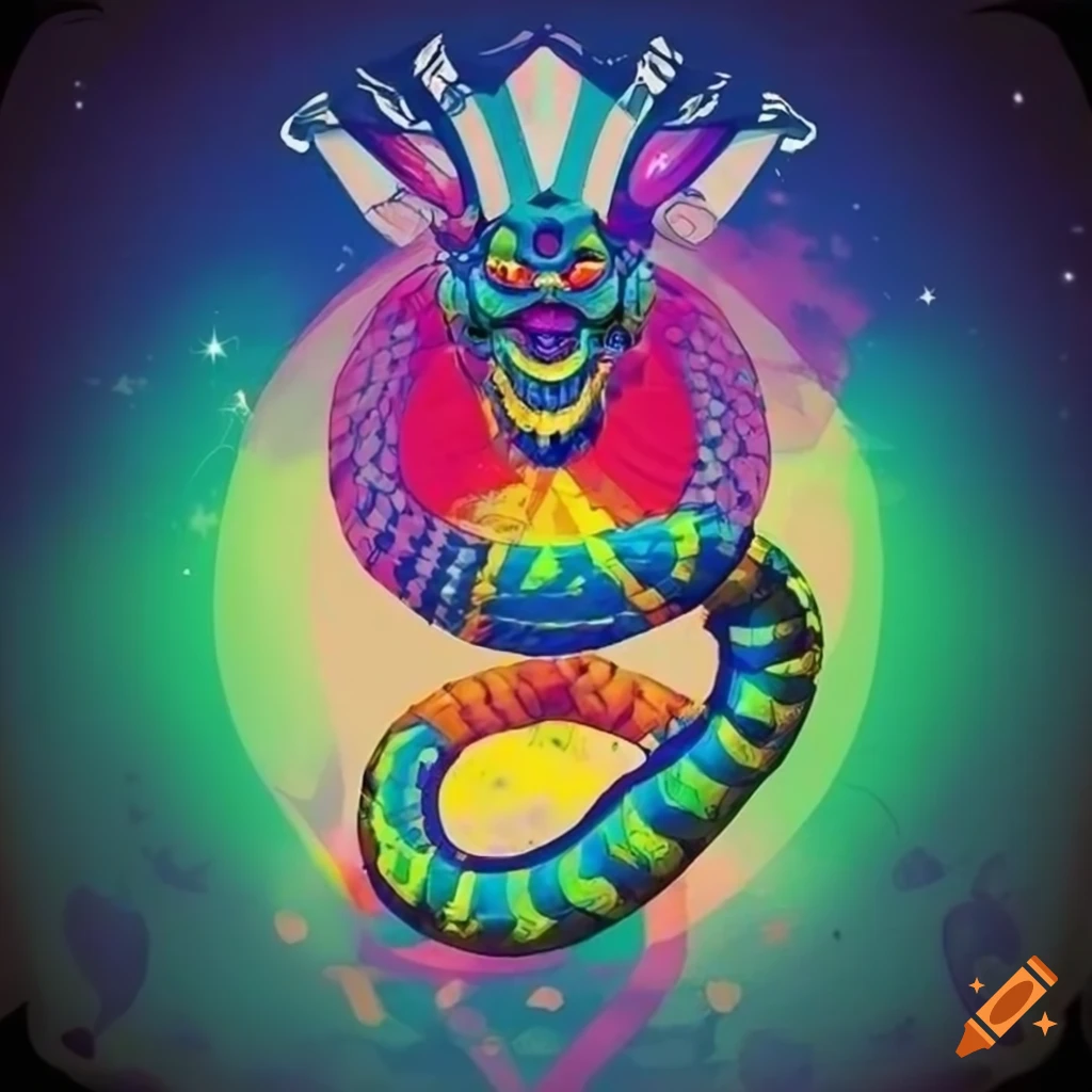 Cool country flag depicting the god of space snake kukulkan on Craiyon