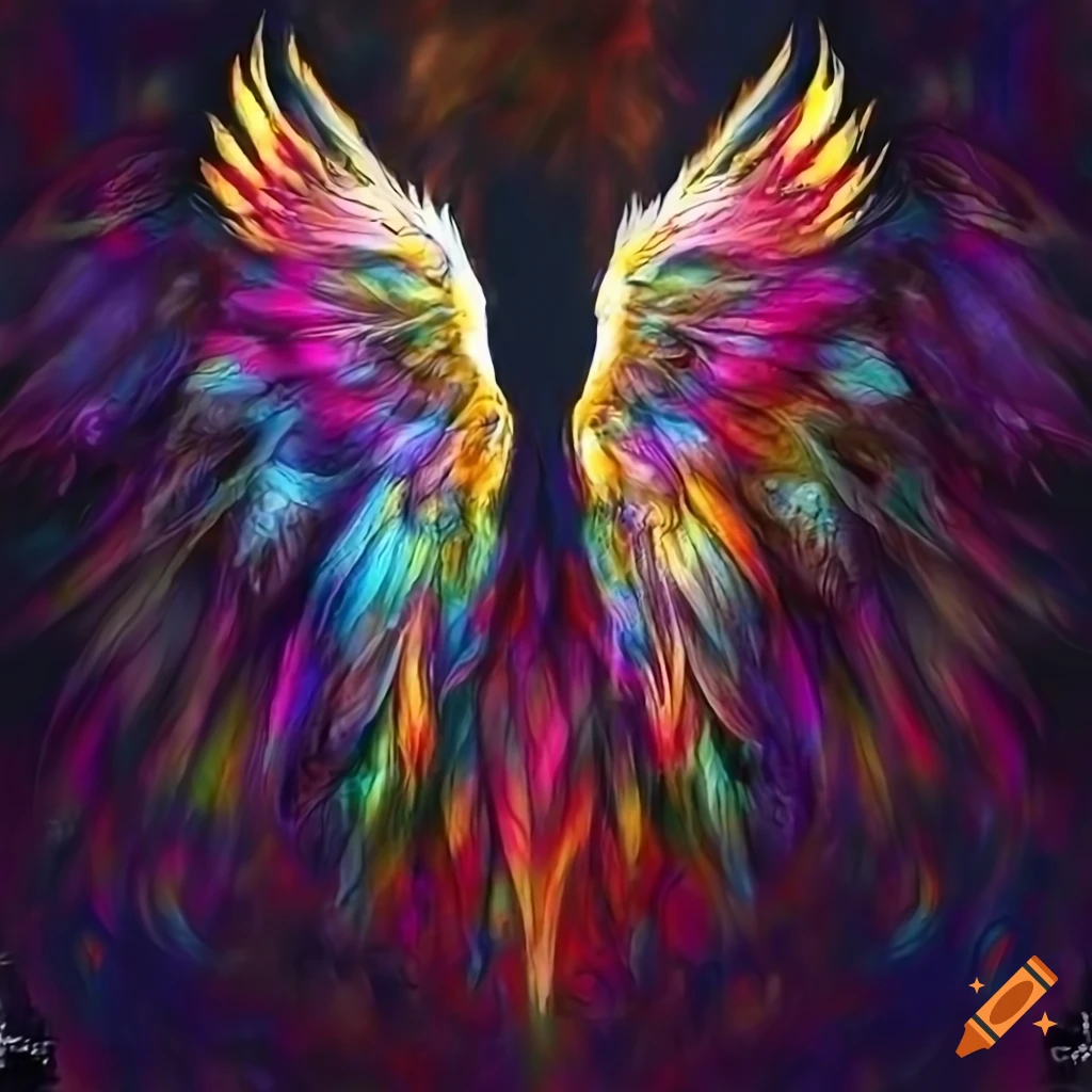 Abstract fantasy art of eagle wings on Craiyon