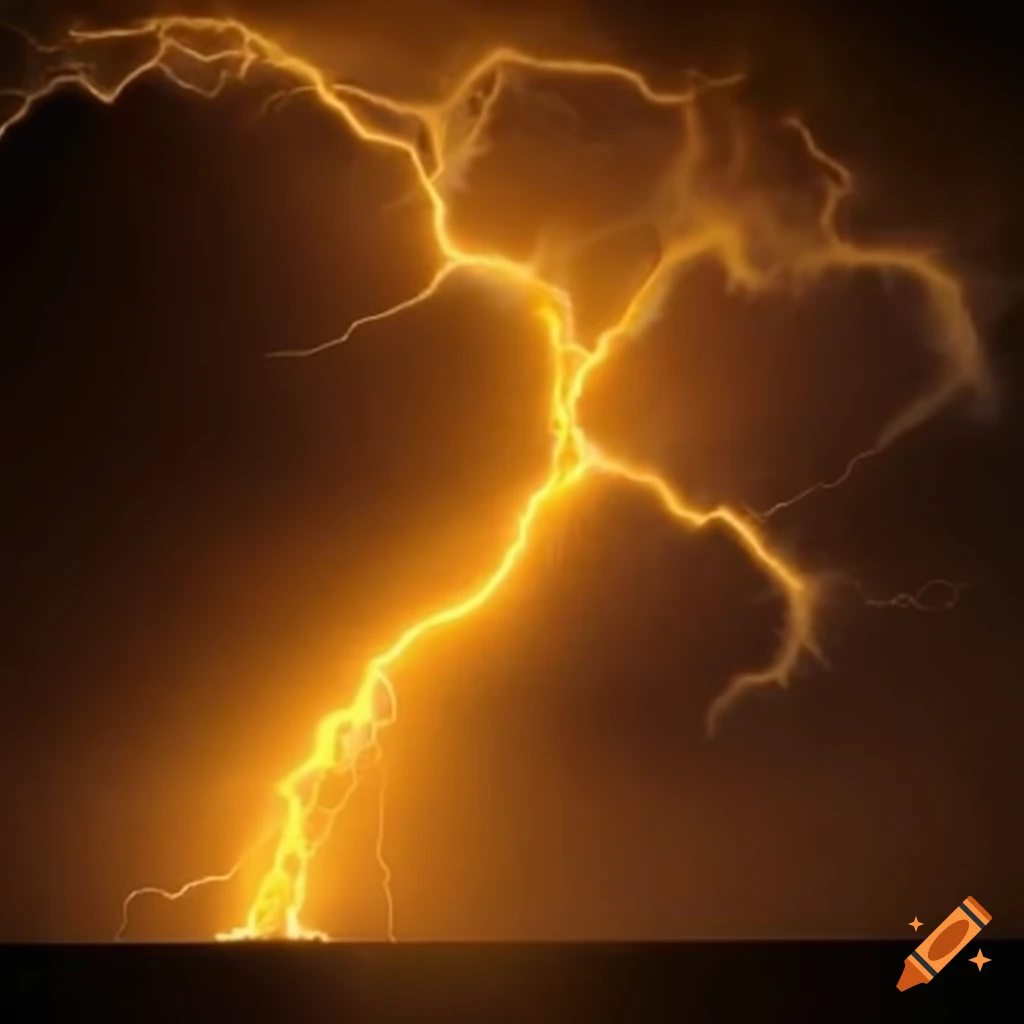 Yellow lightning strike on Craiyon