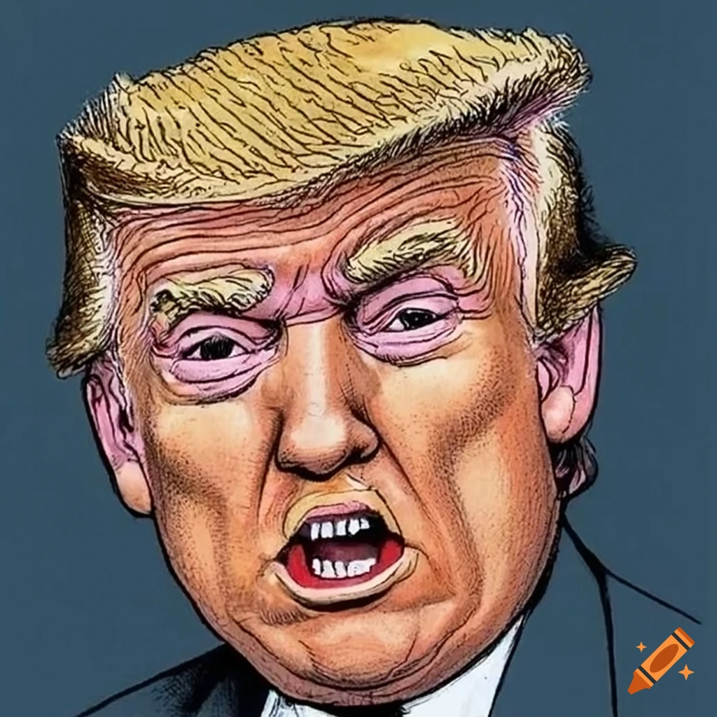 Caricature of a well-known public figure by a renowned artist on Craiyon