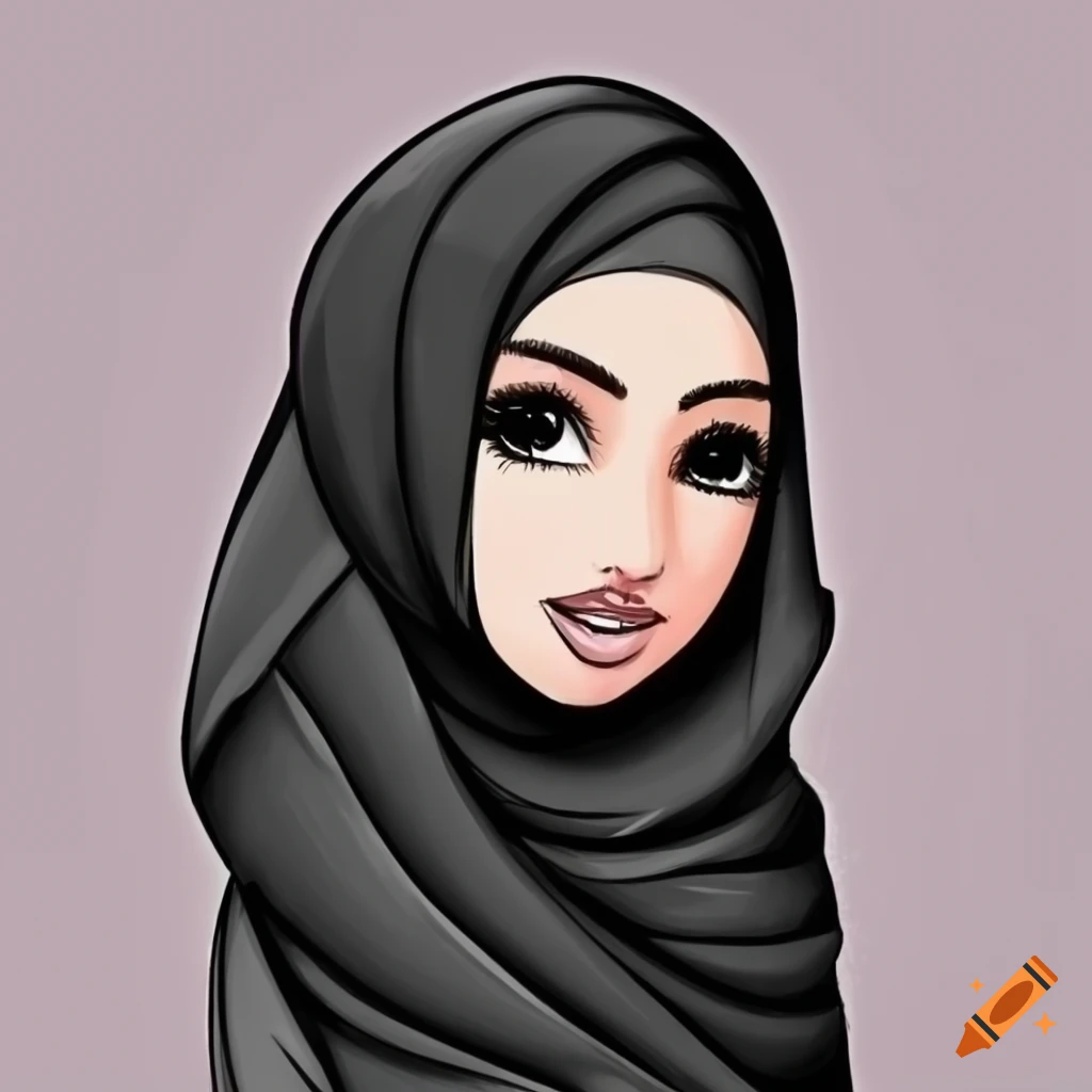 Cartoon muslim woman character illustration on Craiyon