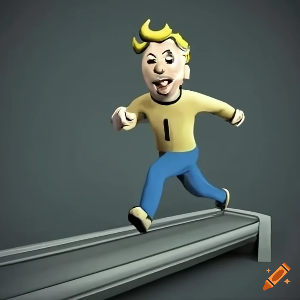 Fallout character running on a treadmill on Craiyon