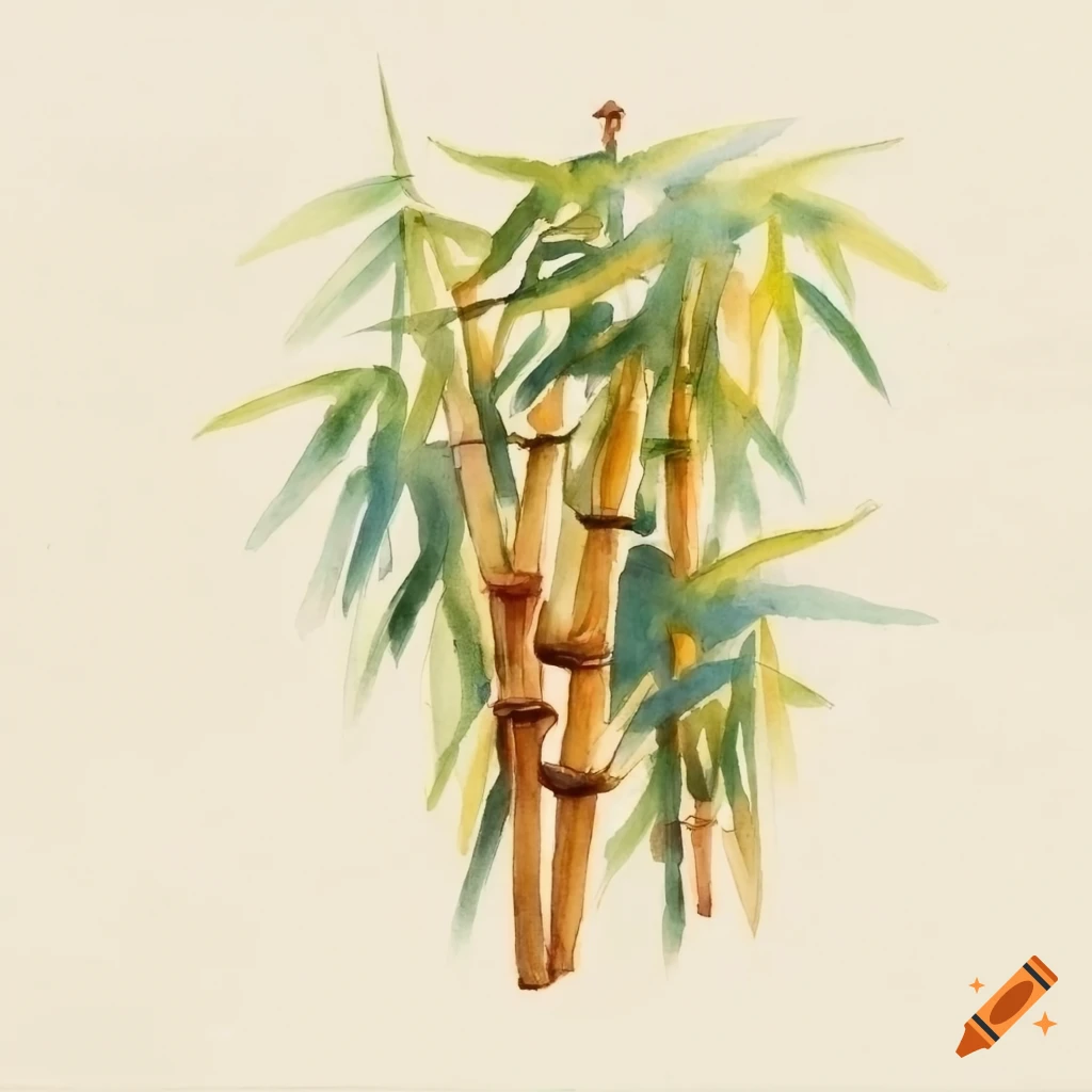 Watercolor painting of bamboo plant on Craiyon