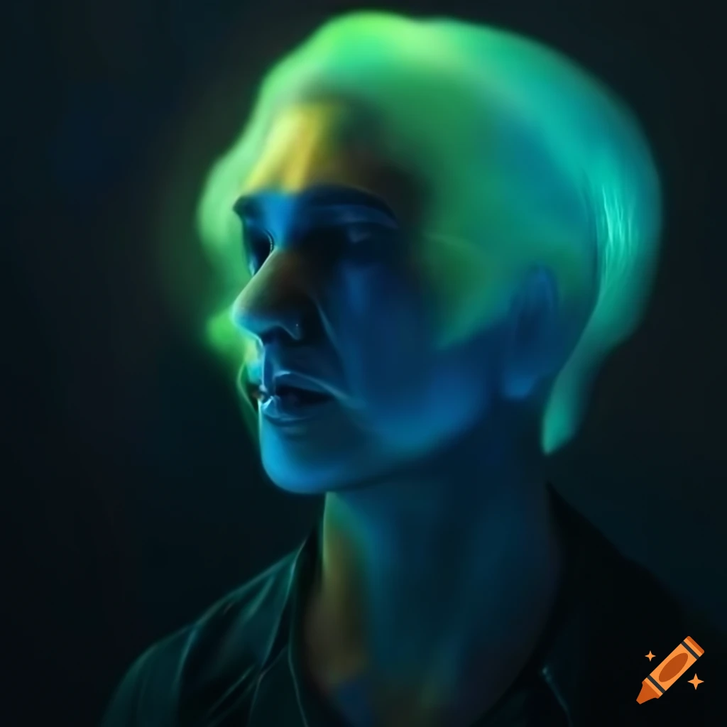 Hyper-realistic portrait of a formless male explorer shining in ...